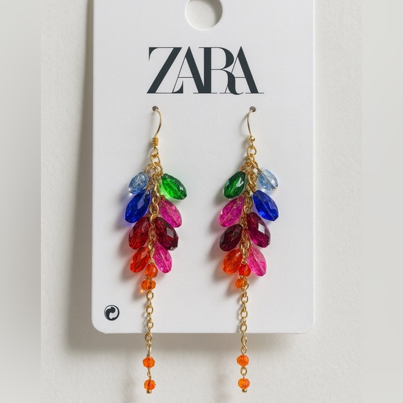 Zara | Jewelry | Zara Multicolor Crystal Earrings | Poshmark